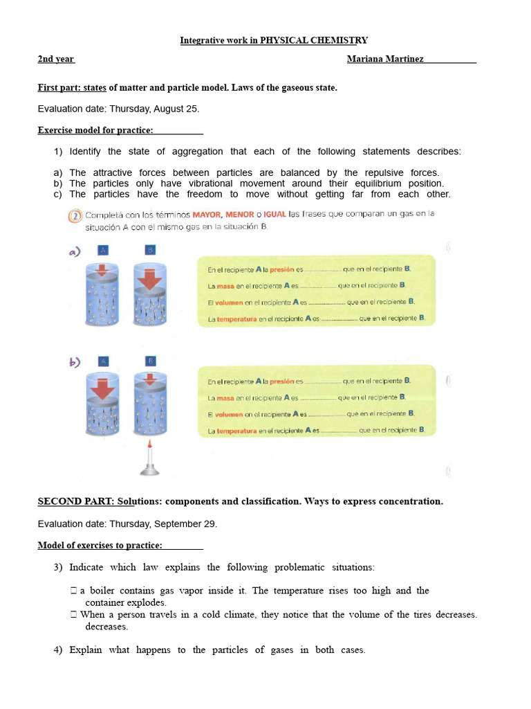 Intensification Work in PHYSICAL CHEMISTRY First Quarter | PDF