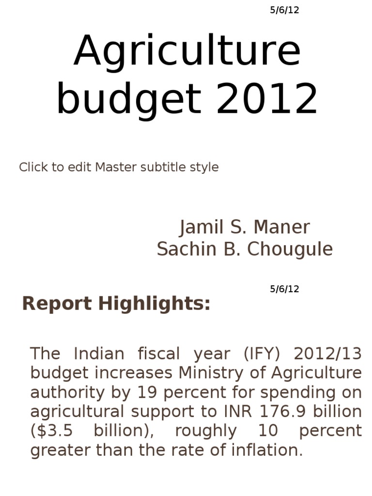 2012 Indian Agriculture Budget Overview | PDF | Government Of India ...