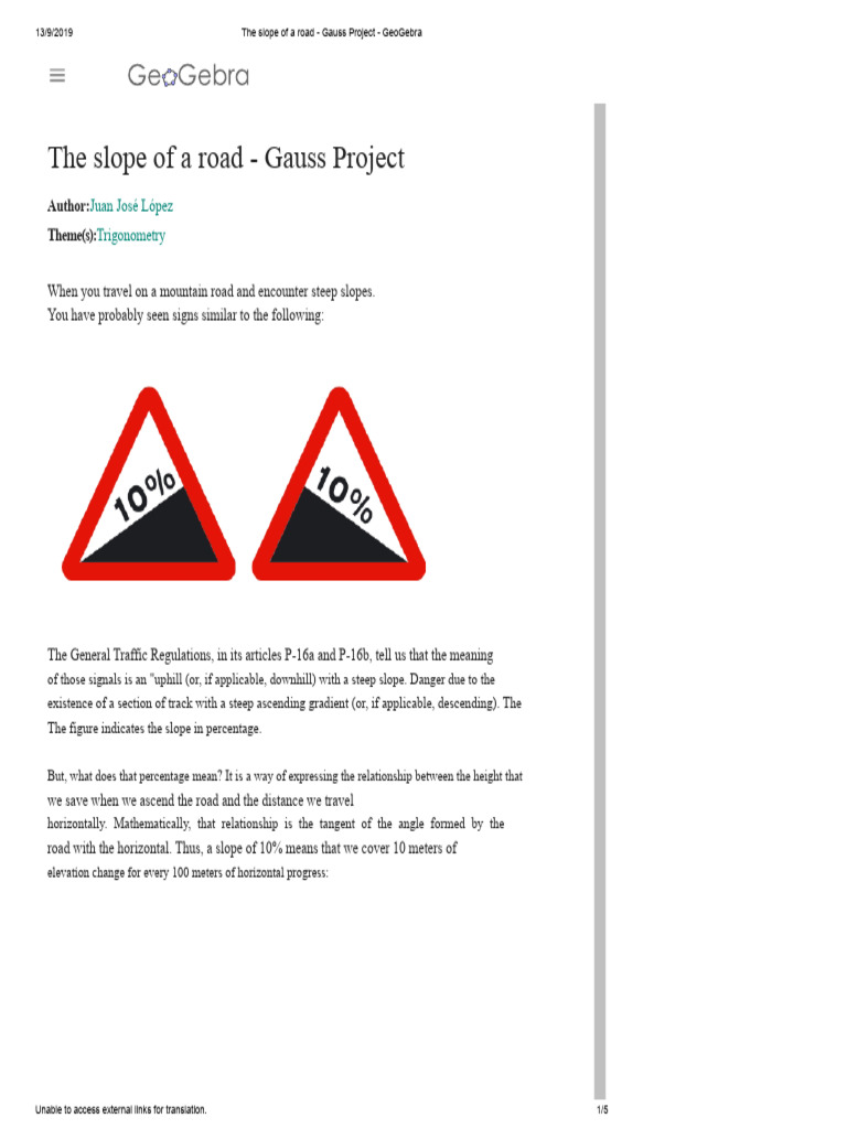 What Does Such A Percentage of Slope On The Road Mean | PDF | Slope ...