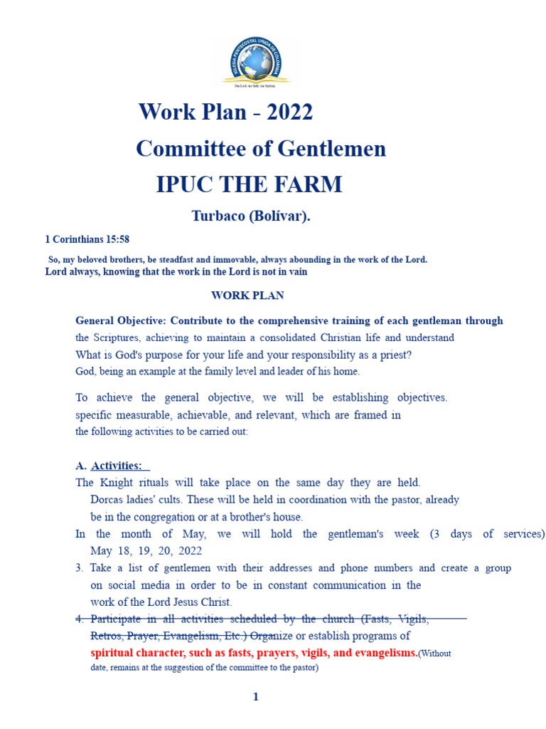 Work Plan Knight Committee 2022 | PDF