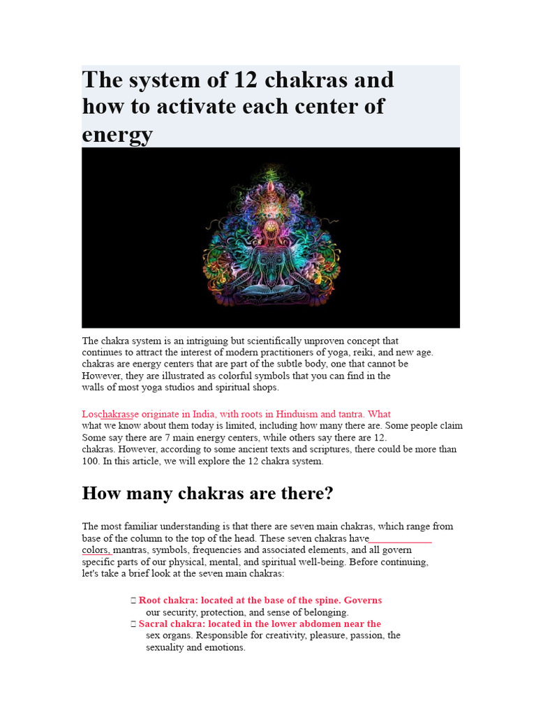 Exploring the 12 Chakra System | PDF | Chakra | Tantra