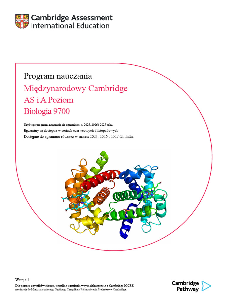 Program Nauczania Biologii Cambridge International AS & A Level 9700 Na ...