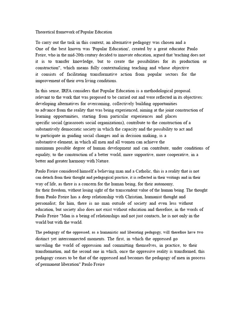 04 Theoretical Framework of Popular Education | PDF | Methodology ...