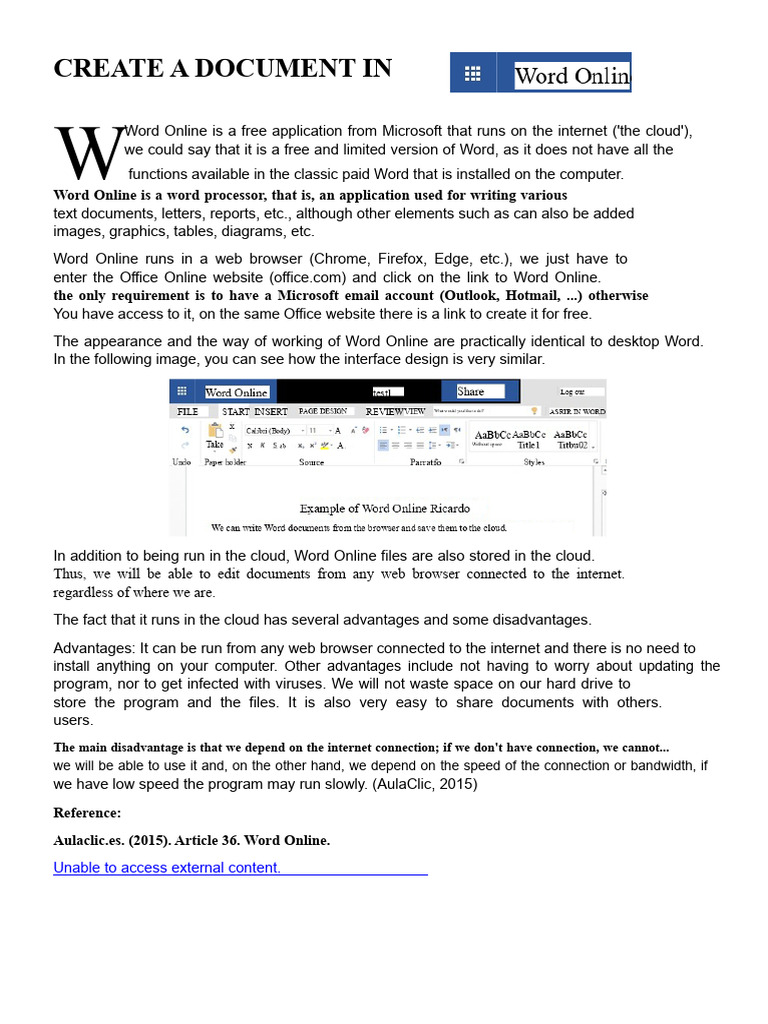 Create Document in Word Online | PDF