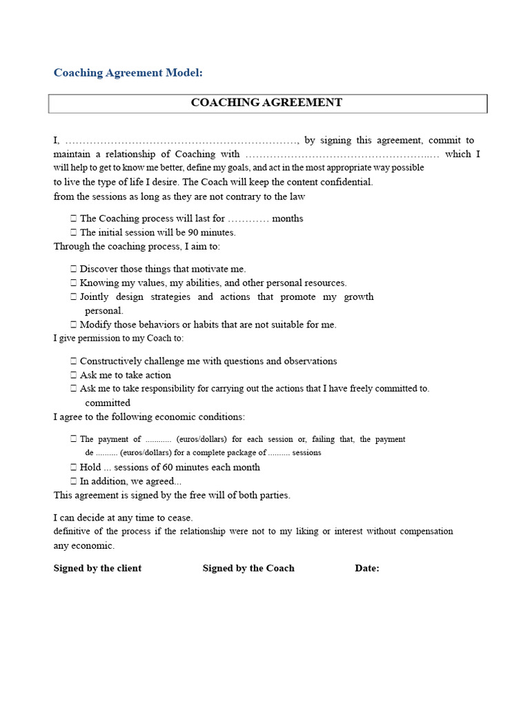 Coaching Agreement Template | PDF