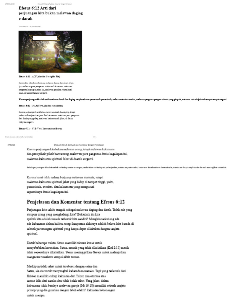 Efesus 6:12 Artinya Ayat Dan Komentar Dengan Penjelasan | PDF