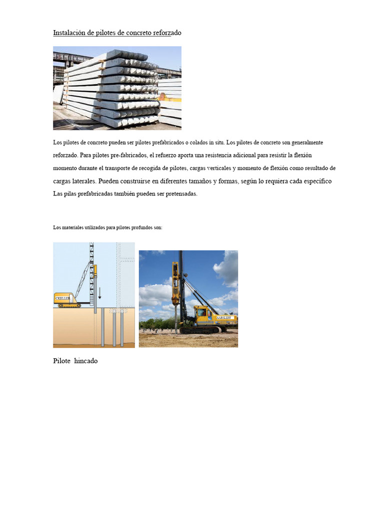 Guía de Instalación de Pilotes de Concreto | PDF | Hormigón | Fundación ...