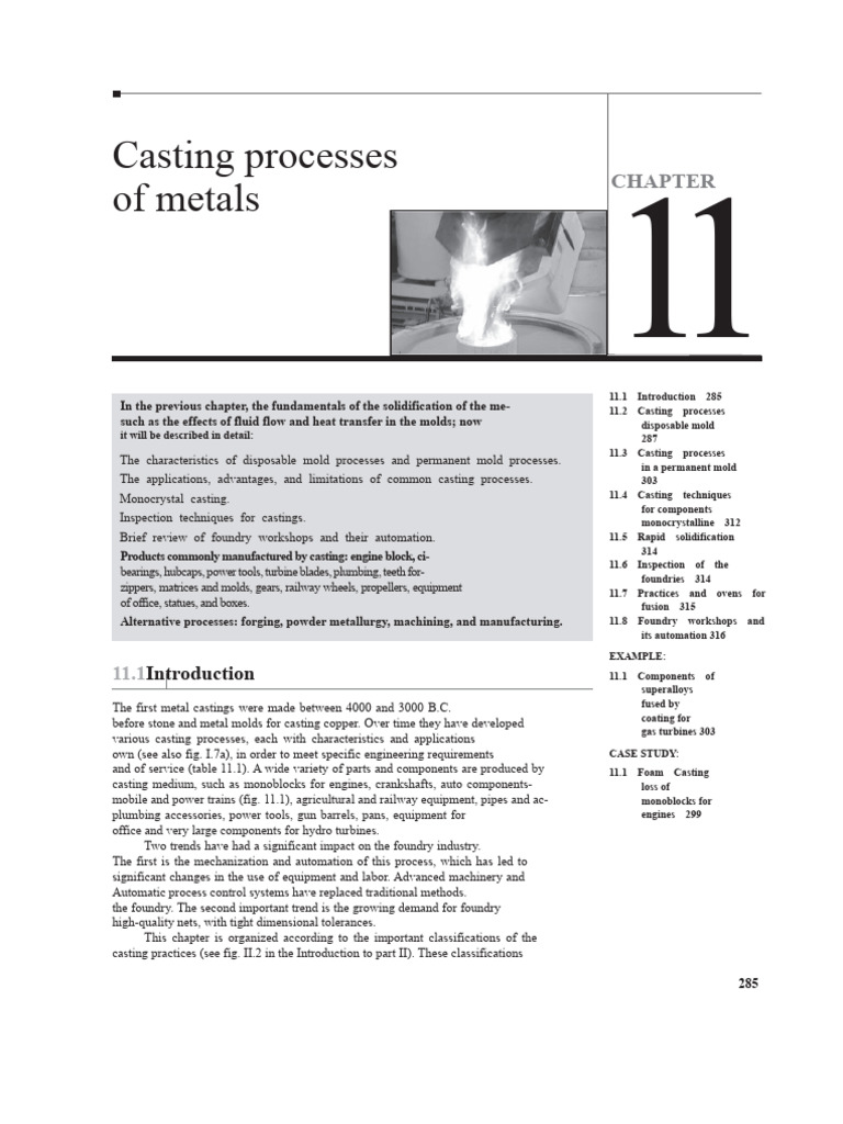 Metal Casting Processes Overview | PDF | Casting | Foundry