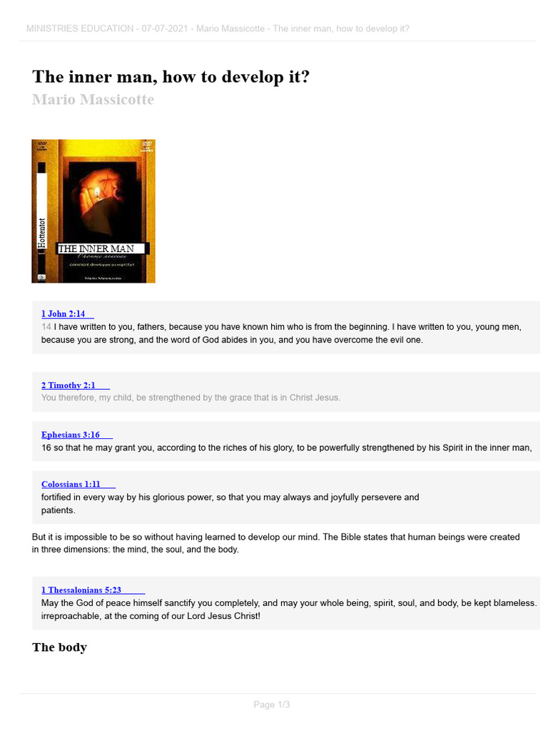 The Inner Man How To Develop It | PDF | God The Father | God
