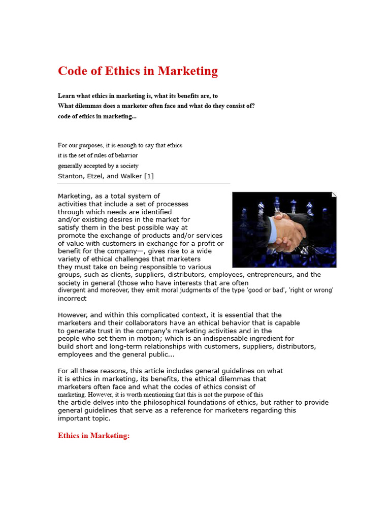 Ethical Guidelines for Marketers | PDF | Marketing | False Advertising