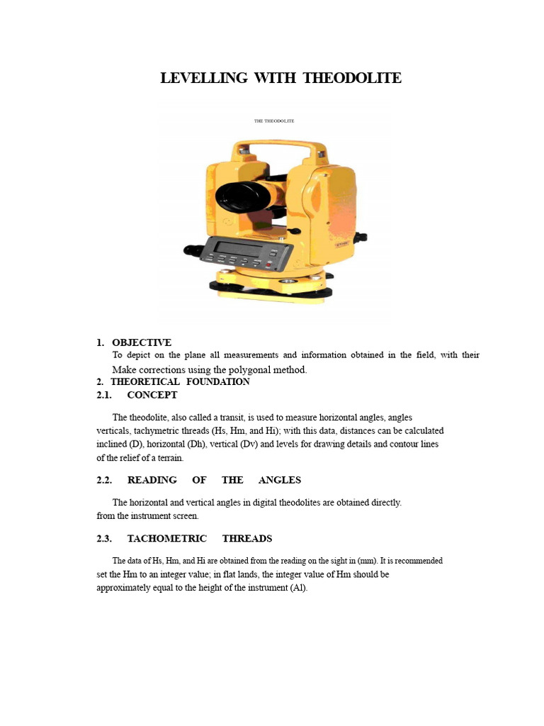 Theodolite Leveling Techniques Guide | PDF | Surveying | Geographical ...
