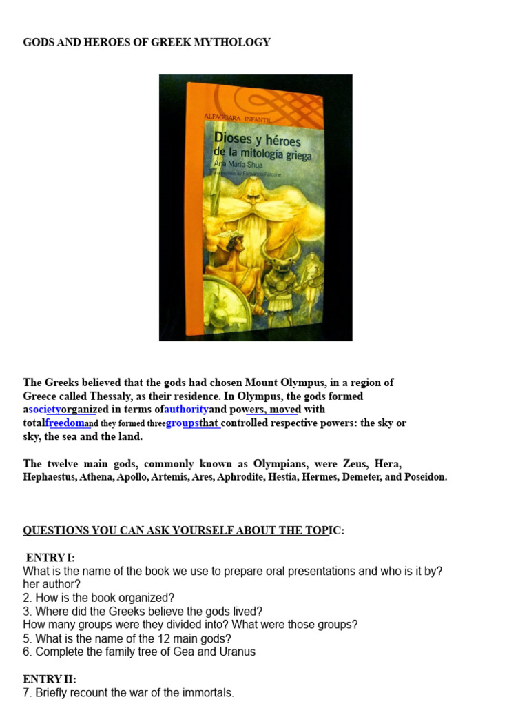 Mythology. Gods and Heroes of Greek Mythology, by Ana María Shua | PDF ...