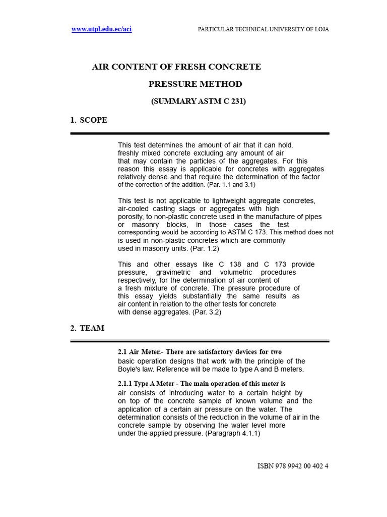 ASTM C231 Air Content Testing Guide | PDF | Concrete | Pressure