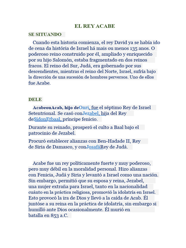 La Historia Del Rey Acab | PDF | Libros de reyes | Nevi'im