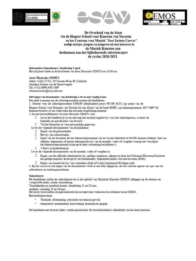 Cemus Oproep Selectie | PDF