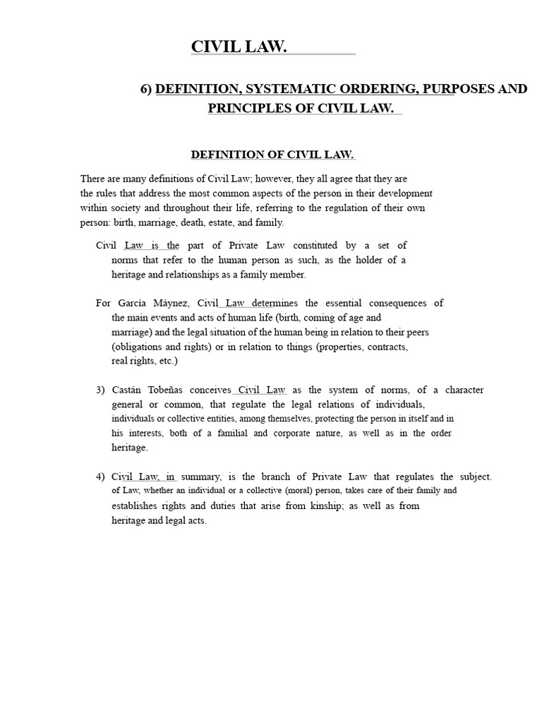 Overview of Civil Law Principles | PDF | Family | Property