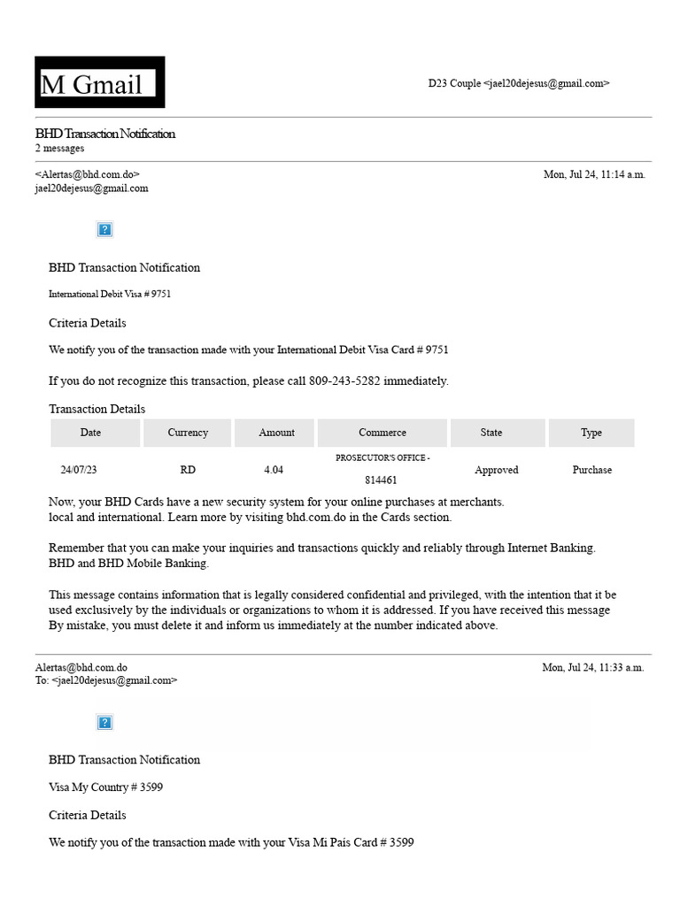 BHD Transaction Notification | PDF