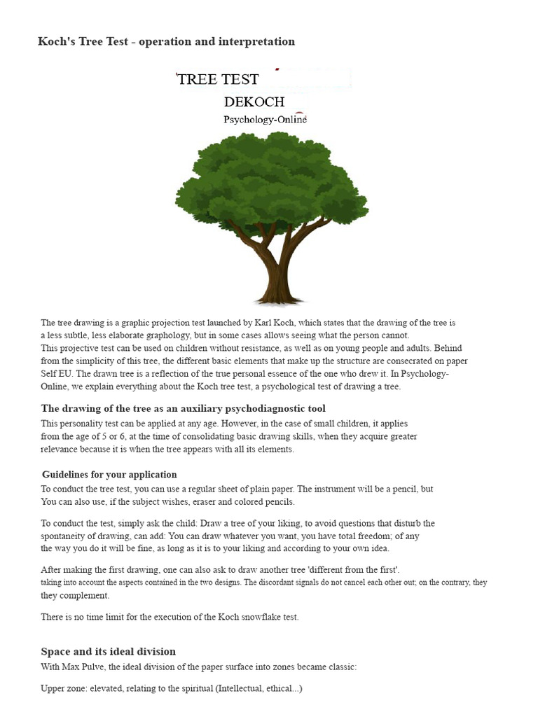 Koch Tree Test - Functioning and Interpretation | PDF | Extraversion ...
