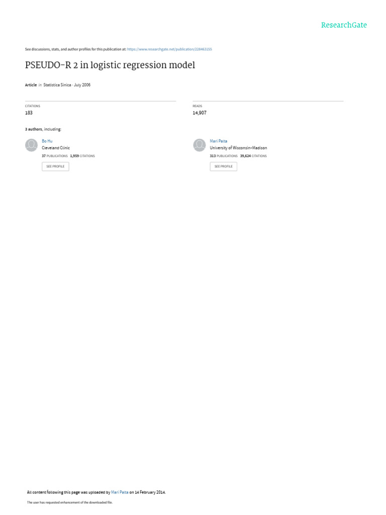 PSEUDO-R 2 in Logistic Regression Model | PDF | Logistic Regression ...
