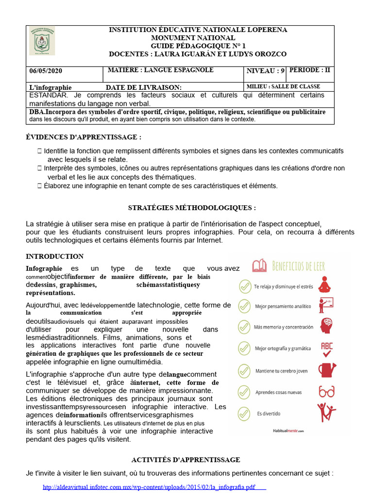 GUIDE VIRTUELLE #1 L'INFOGRAPHIE - NEUVIème ANNÉE - DEUXIÈME PÉRIODE ...