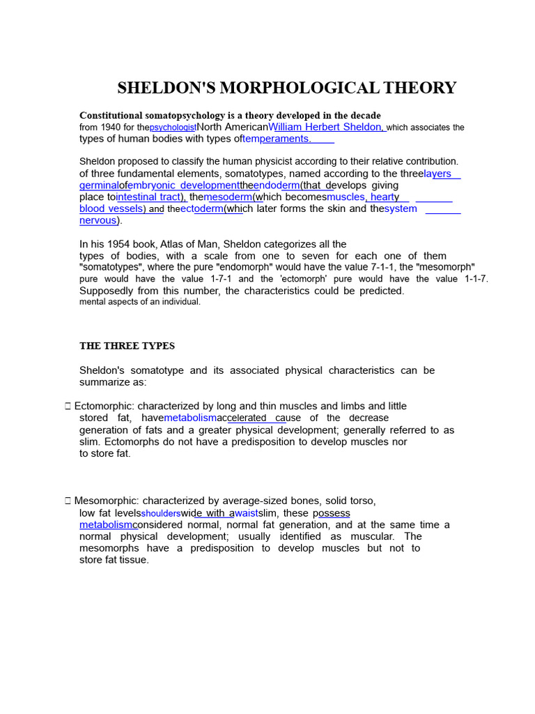 Understanding Sheldon's Somatotypes | PDF | Psychology