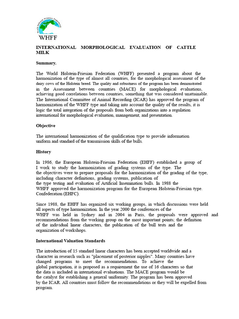 Holstein Linear Classification | PDF | Cattle
