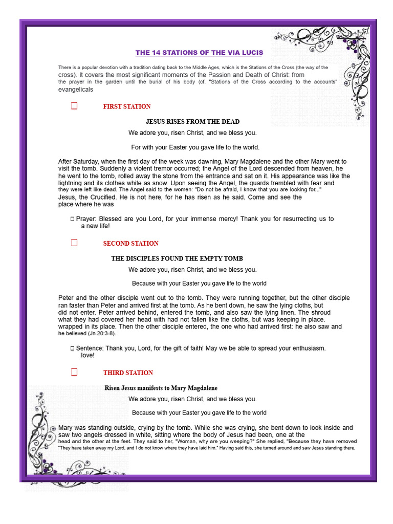 The 14 Stations of the Via Lucis | PDF | Resurrection Of Jesus | Jesus