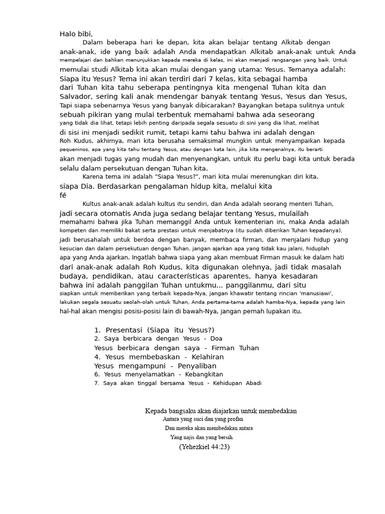 Studi Alkitab Anak - Seri Siapa Yesus? - Pelajaran | PDF
