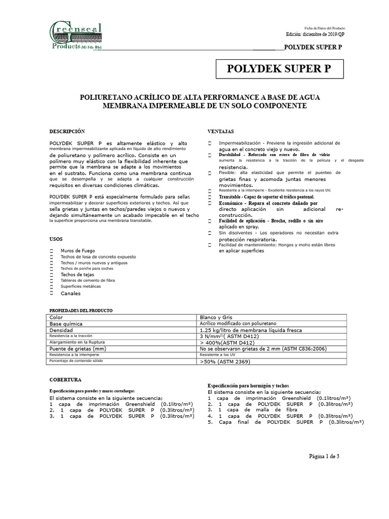 81 - Polydek Super P-1 | PDF | Hormigón | Pintar