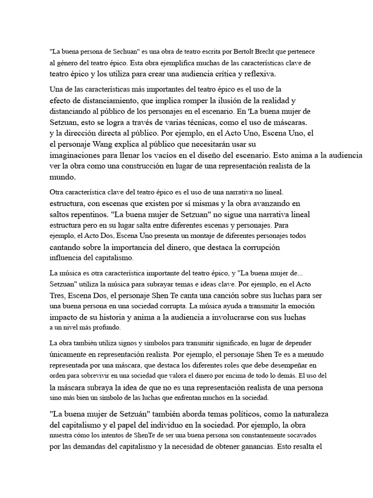 Teatro Épico y La Buena Persona de Sechuan | PDF | Teatro