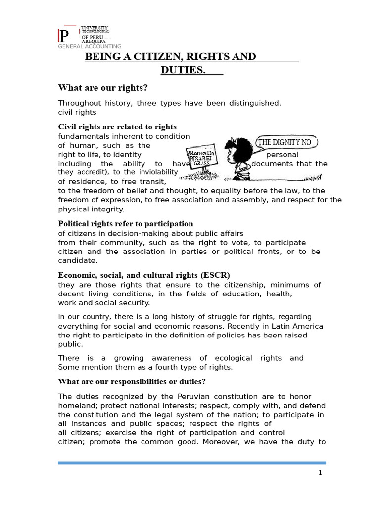 Rights and Duties of The Citizen | PDF | Citizenship | Social Ethics