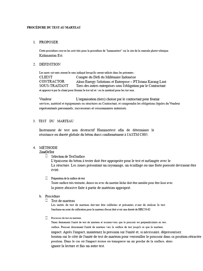 Procédure de Test au Marteau pour Béton | PDF | Marteau (outil) | Béton