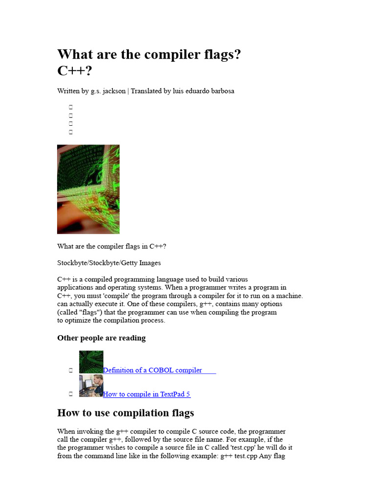 What Are The Compiler Flags of C++ | PDF | Source Code | C++