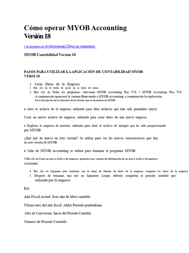 Cómo Operar MYOB Accounting Versión 18 | PDF | Tarjeta de débito ...