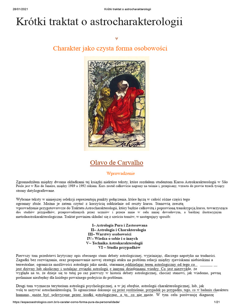Krótki Traktat o Astrocharakterologii - Olavo de Carvalho | PDF