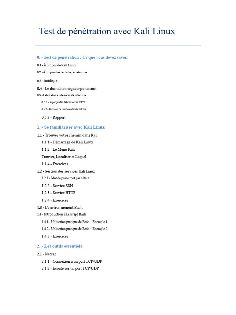 Test de Pénétration avec Kali Linux | PDF | Application web | Gestion ...