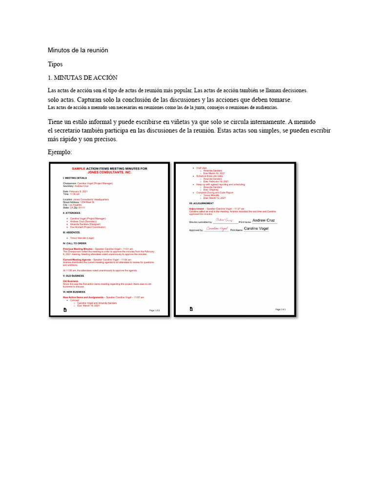 Tipos de Actas de Reuniones | PDF