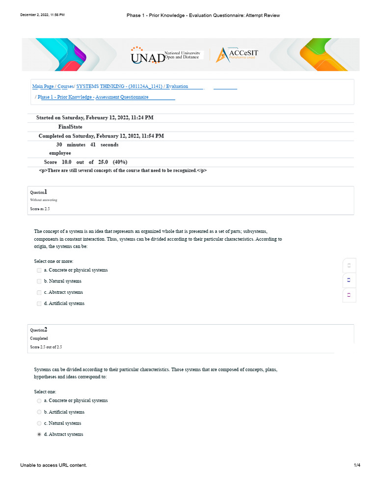 Phase 1 - Prior Knowledge - Evaluation Questionnaire - Review of The ...
