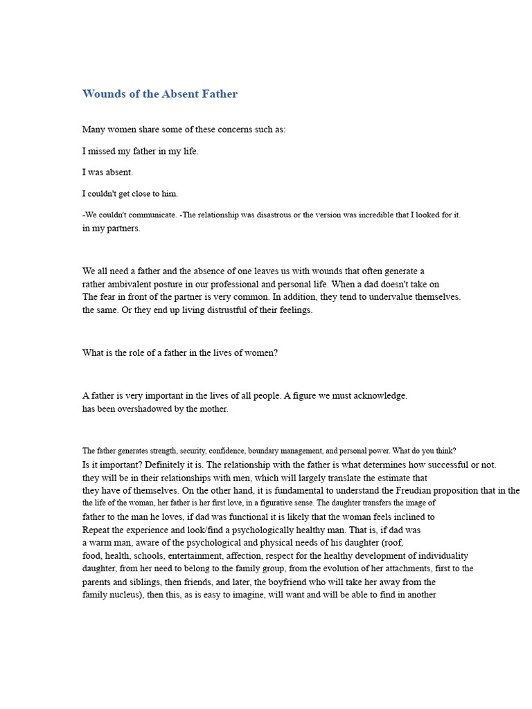 Wounds of The Absent Father | PDF | Love | Self Esteem