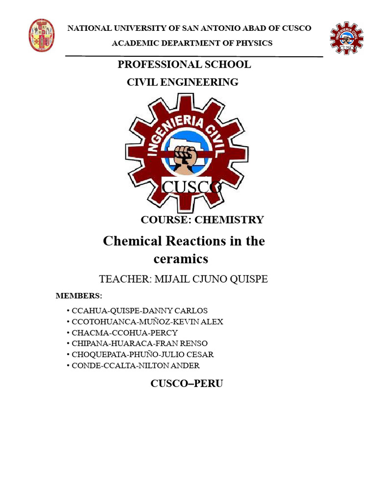 Chemical Reactions in Ceramics Manufacturing | PDF | Chemical Reactions ...