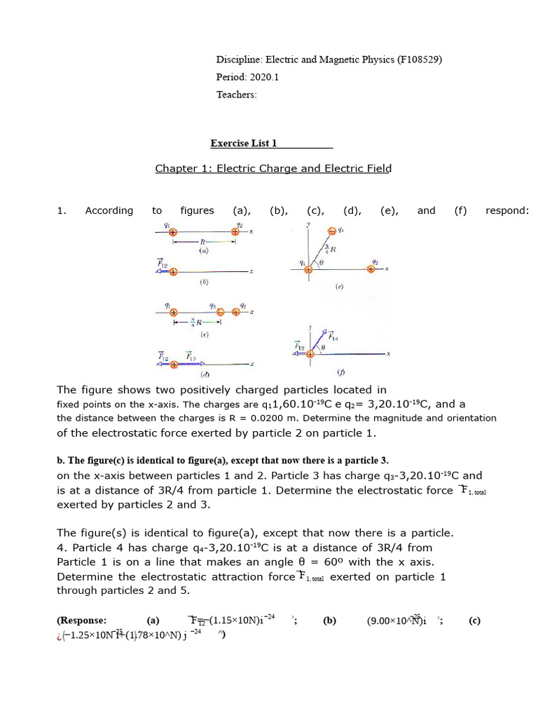 Exercise List 1 - Force and Electric Field | PDF | Electric Field | Force