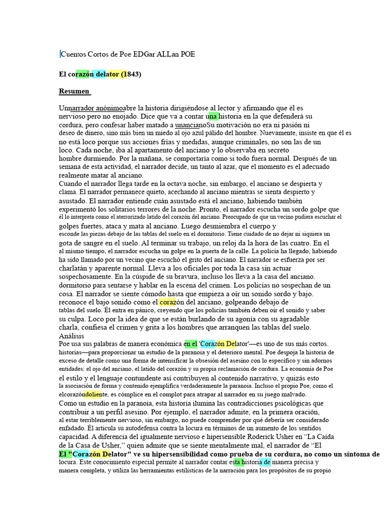 El Corazón Delator | PDF | Edgar Allan Poe