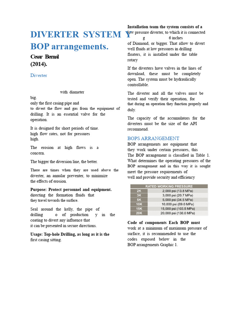 Diverter Systems and BOP Arrangements For Printing | PDF | Valve | Pressure