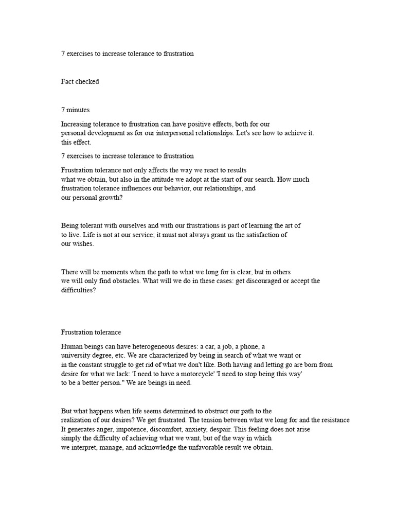 7 Exercises to Boost Frustration Tolerance | PDF | Relaxation ...