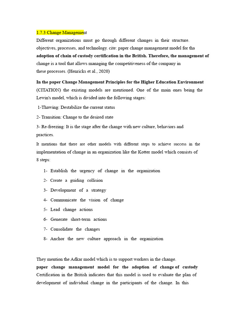 Change Management Models Explained | PDF