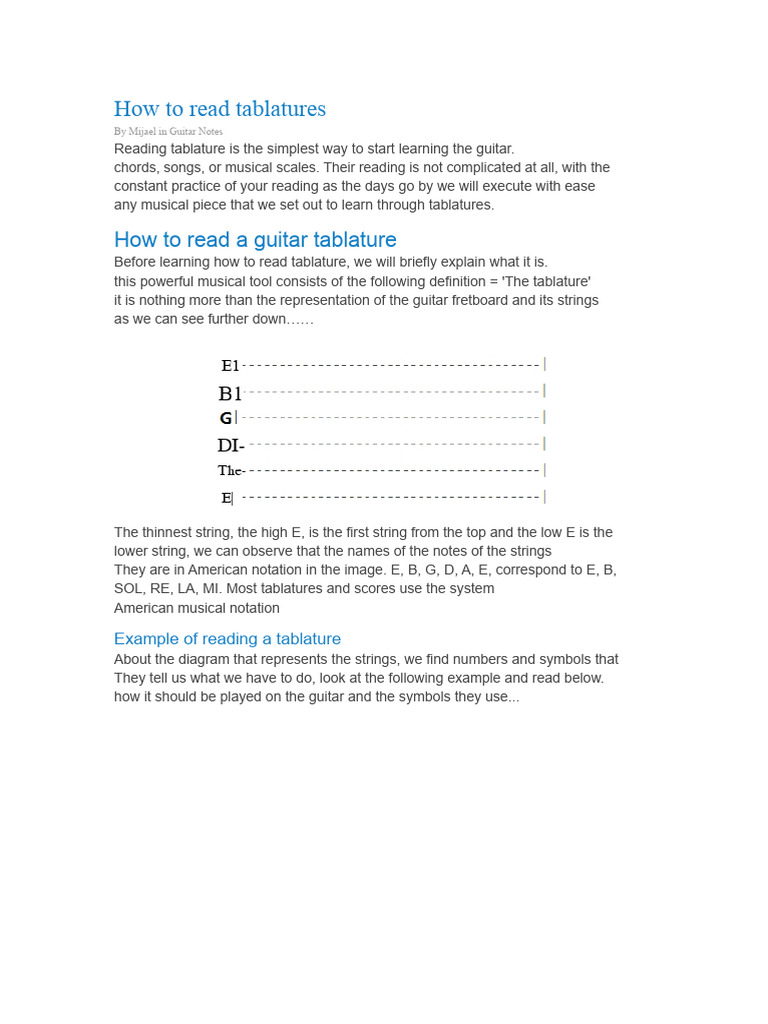 Reading Guitar Tablature Made Easy | PDF