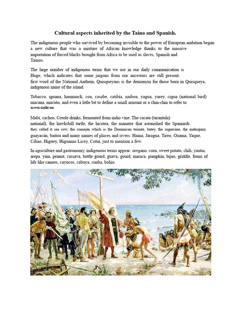 Cultural Aspects Inherited by The Tainos and Spaniards | PDF