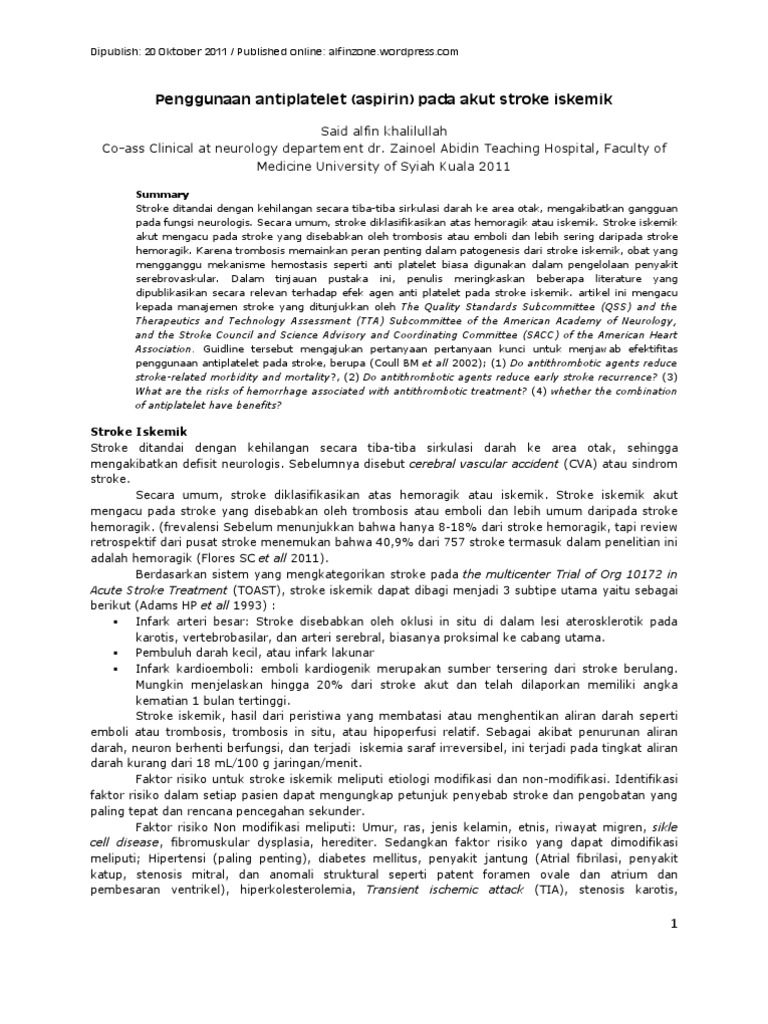 Penggunaan Antiplatelet | PDF