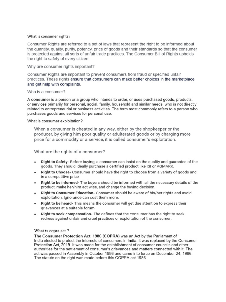 What Is Consumer Rights | PDF | Consumer Protection | Economies