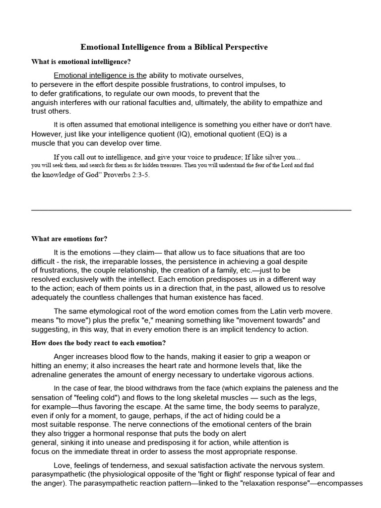 Biblical Insights on Emotional Intelligence | PDF | Anger | Emotions